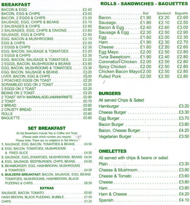Menu at Eat Fresh cafe, Romford
