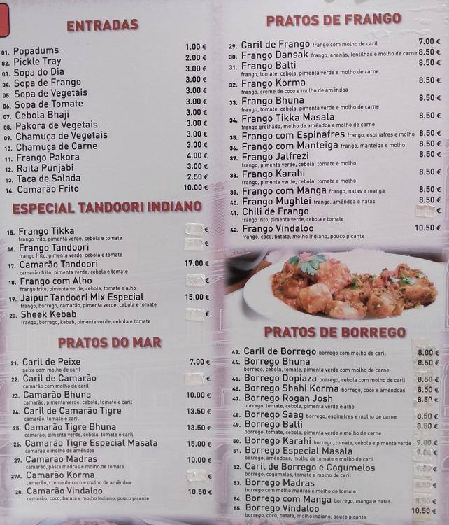 Menu at NEW JAIPUR indian Restaurant, Budens