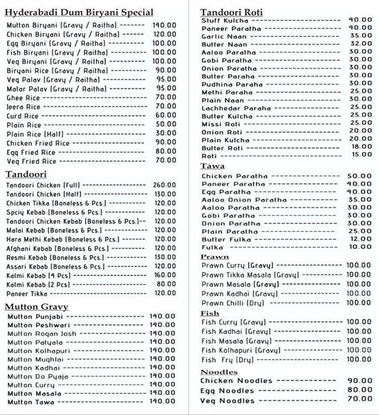 Menu at Hyderabadi Biryani Box, Doddathoguru, 62