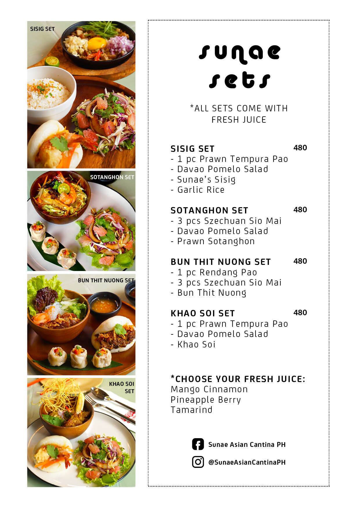 Menu at Sunae Asian Cantina restaurant, Makati