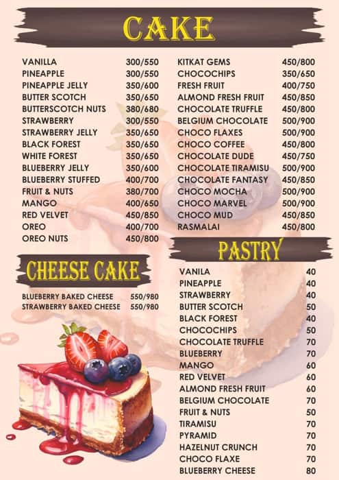 Menu of Madaan Bakers, Moti Nagar, New Delhi