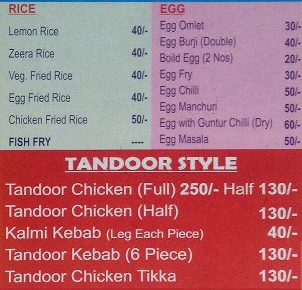 Menu at RJ Bar, Bengaluru