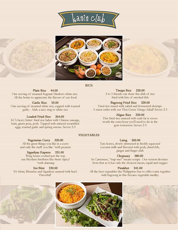 Menu at Kanin Club Westgate Center, Muntinlupa, 1770 Alabang–Zapote Rd
