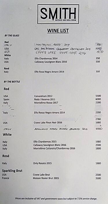 Menu at Smith Butcher And Grill Room steakhouse, Makati