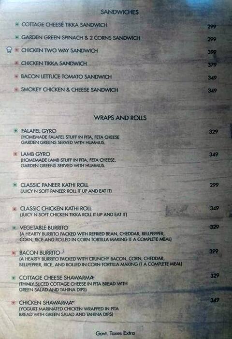 Menu at Rustic Door Chandigarh, Chandigarh, 12 Sco Opposite Mount View