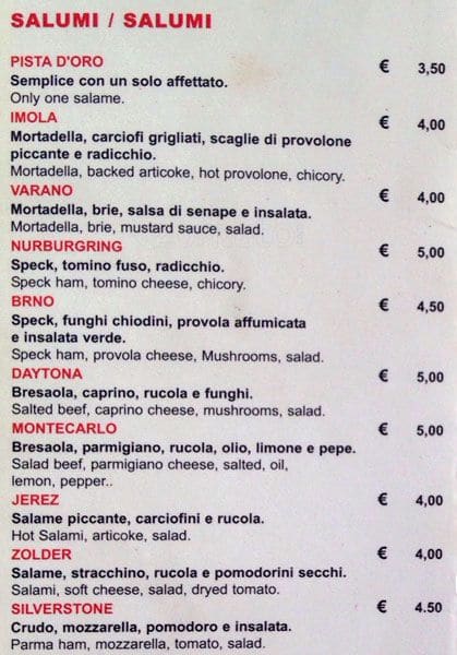 Menu at Mini Bistrò pub & bar, Rome, Largo della Gancia