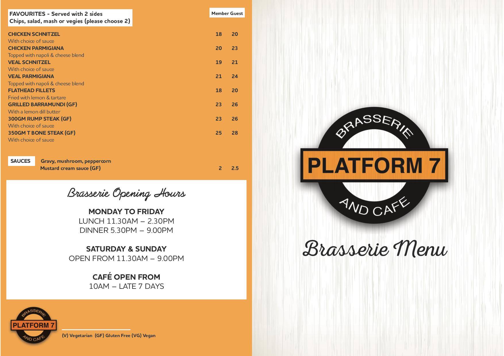 Menu at Platform 7 pub & bar, Petersham