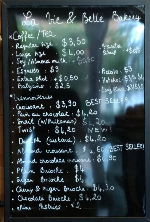Menu at Lavie & Belle Bakery, Surry Hills, 100 Fitzroy St