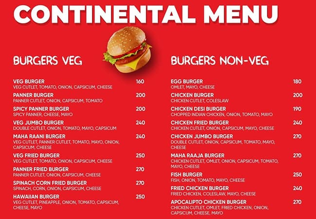 Menu at Red Velvet Madhurawada, Visakhapatnam