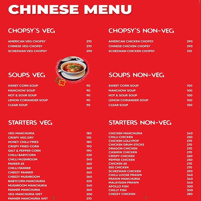 Menu at Red Velvet Madhurawada, Visakhapatnam