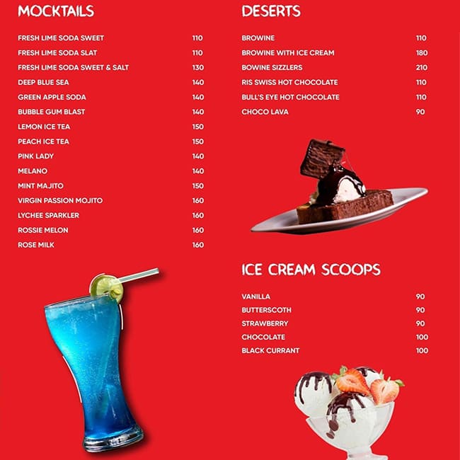 Menu at Red Velvet Madhurawada, Visakhapatnam