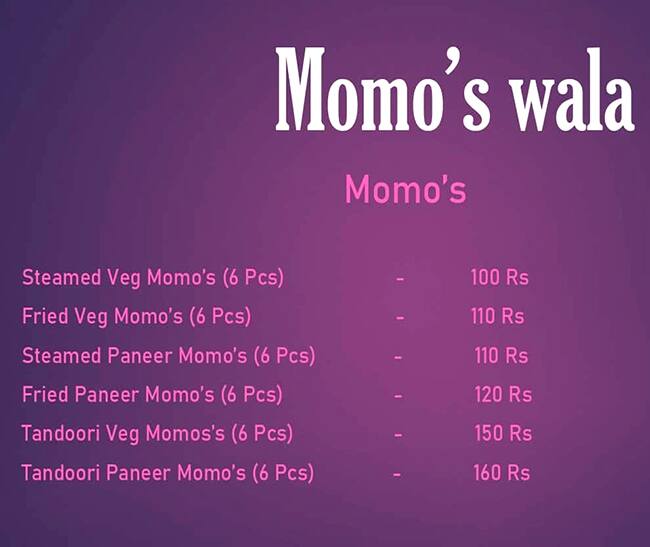 Menu of Momo's Wala, Mumbai Central, Mumbai