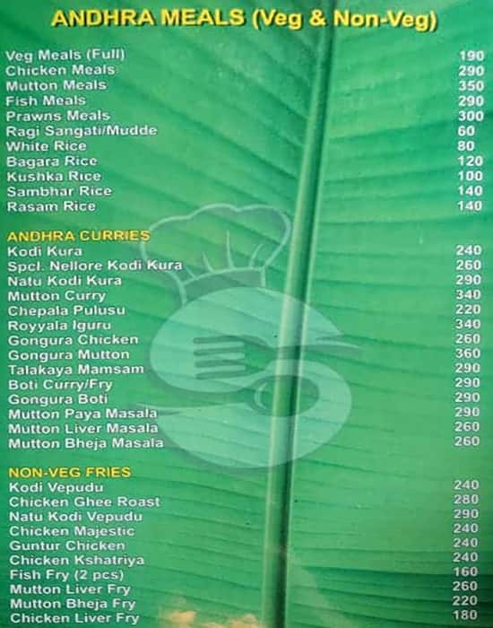 Menu of Samudra - The Spice Of Andhra, Calangute, Goa
