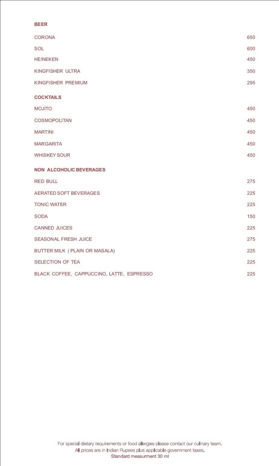 Menu at White Smoke Barbeque, Bengaluru