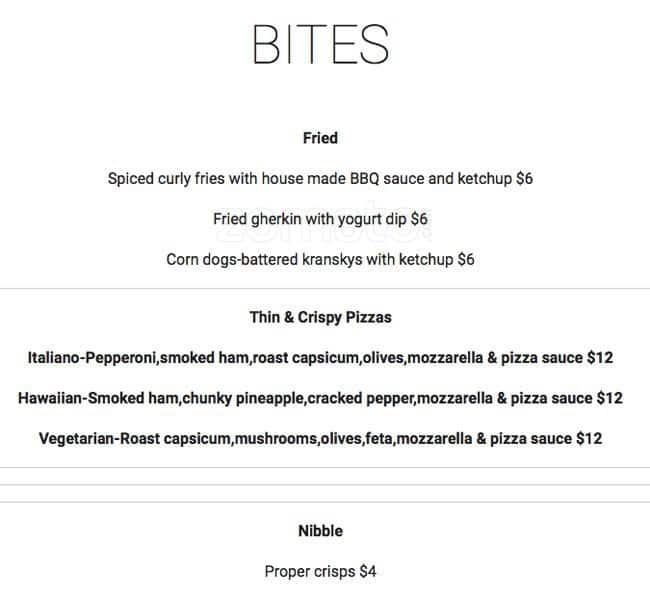 Menu at San Fran pub & bar, Wellington