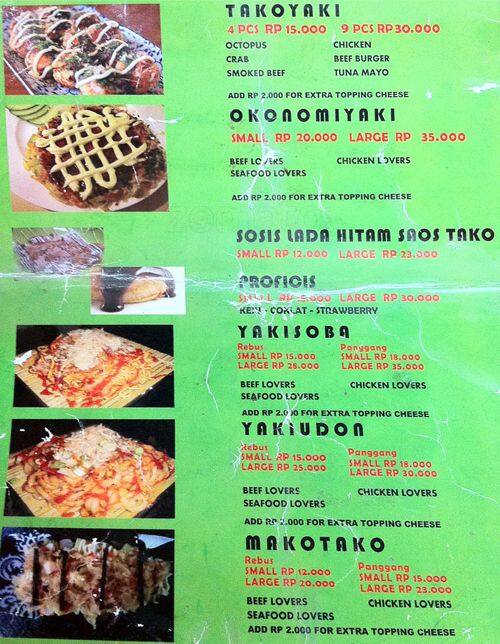 Takoyaki Sakurako Menu, Menu untuk Takoyaki Sakurako, Blok M, Jakarta ...