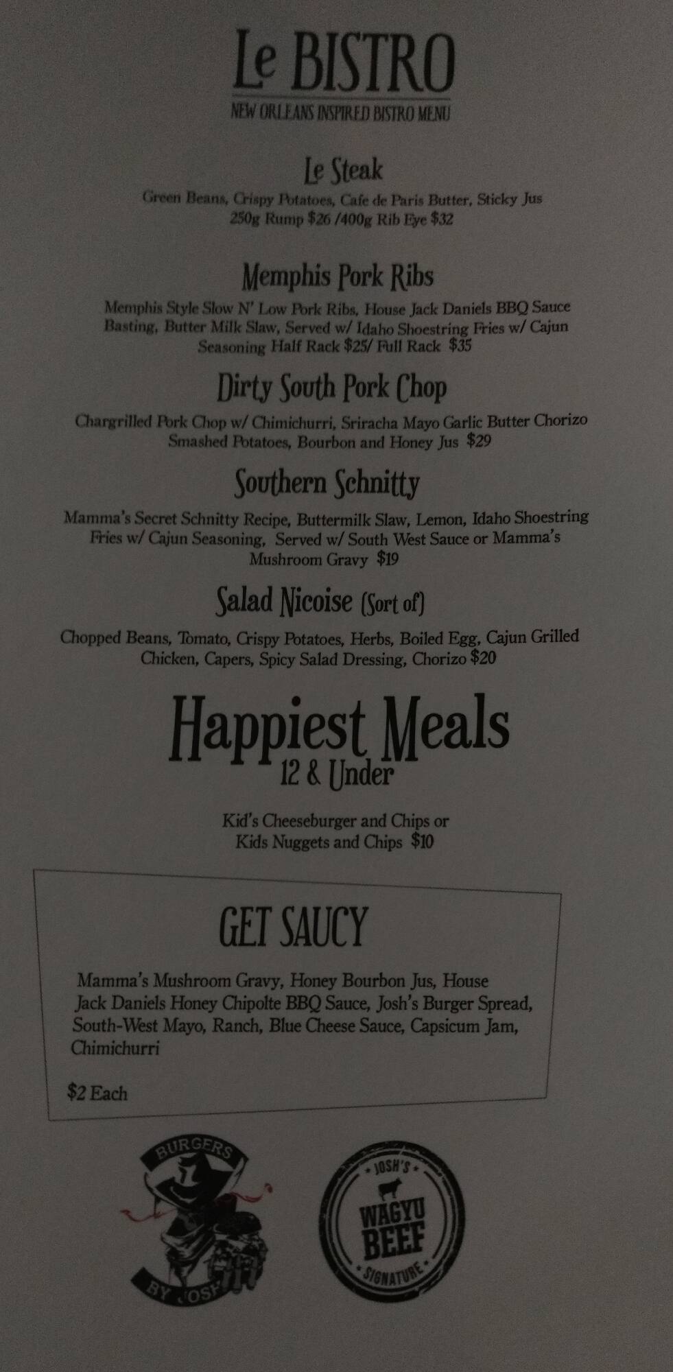 Menu at Burgers By Josh Bar Grill, Rouse Hill