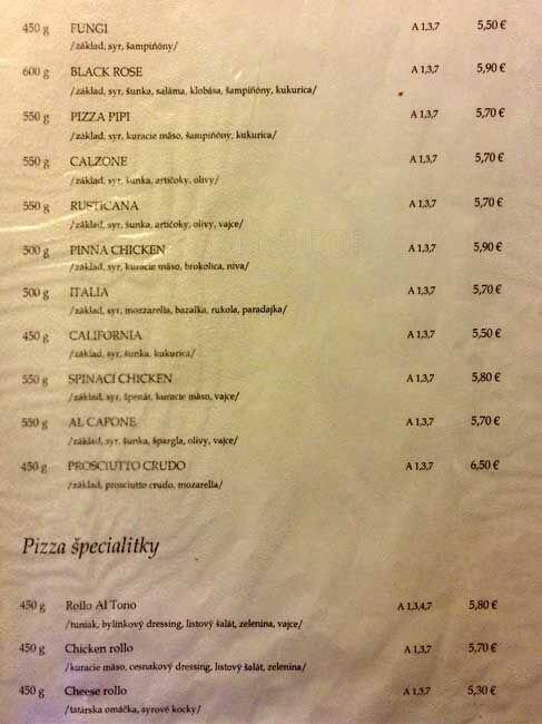 Menu at Reštaurácia Black Rose restaurant, Bratislava, Harmincova 3211 ...