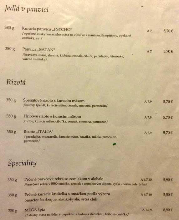 Menu at Reštaurácia Black Rose restaurant, Bratislava, Harmincova 3211 ...