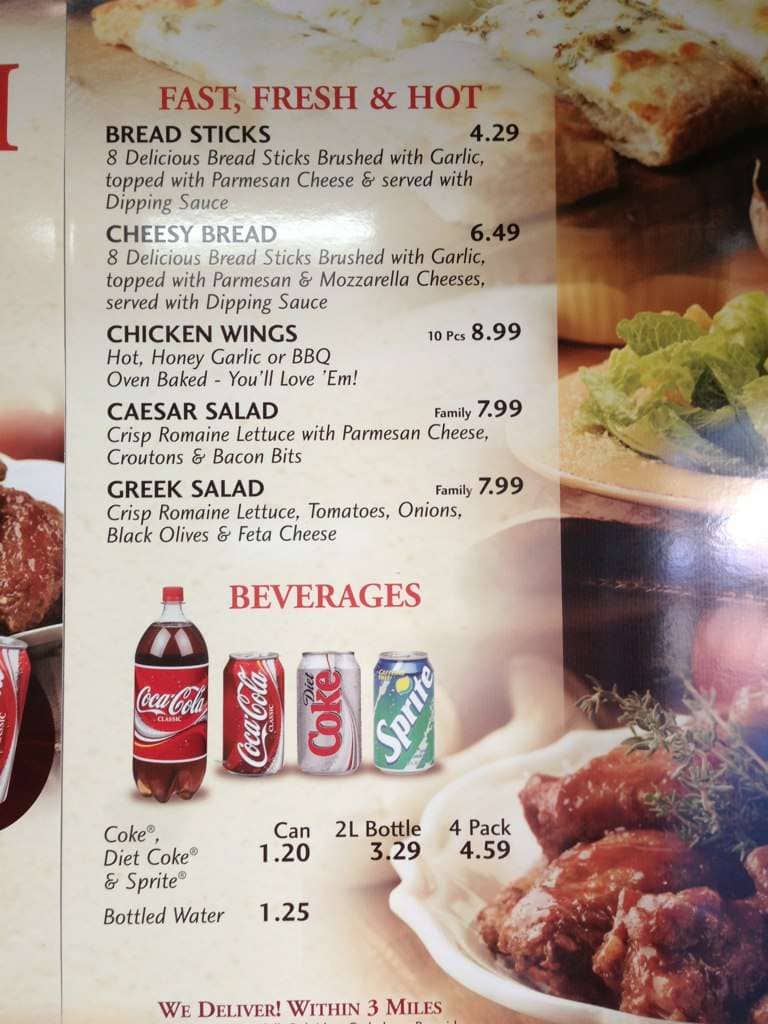 Menu at Pizza Bank pizzeria, Calgary, 90 Ave SW E185