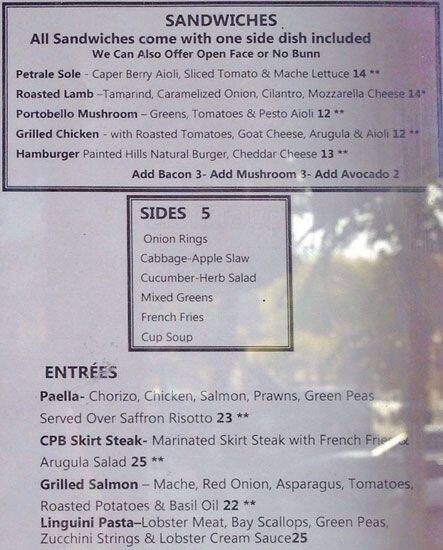 Menu at Central Park Bistro pizzeria, San Mateo