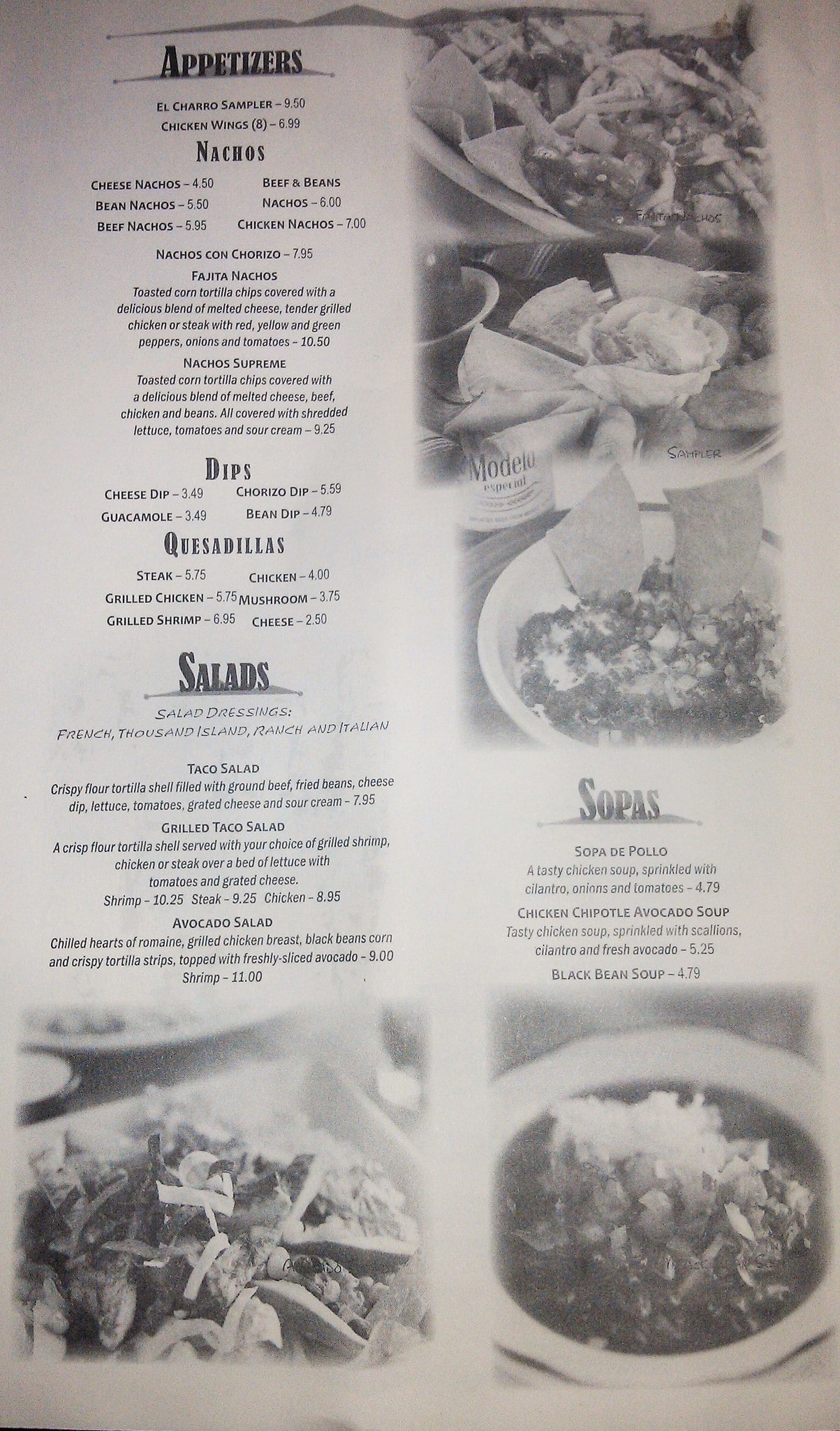 Menu at El Charro restaurant, Latham, 952 Troy Schenectady Rd