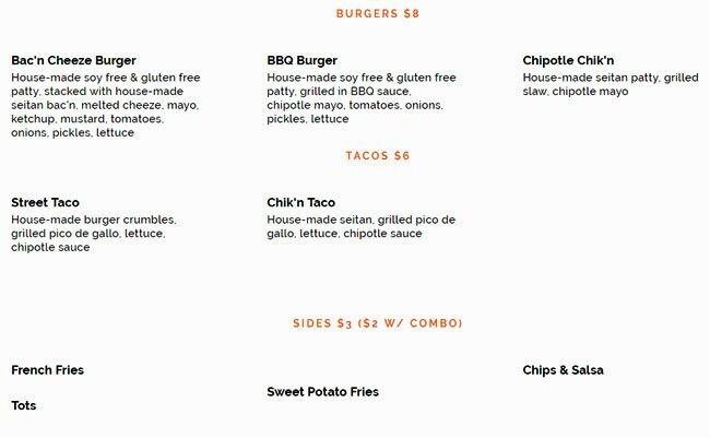 Carta del restaurante Arlo's Jr., Austin, 2906 Fruth St