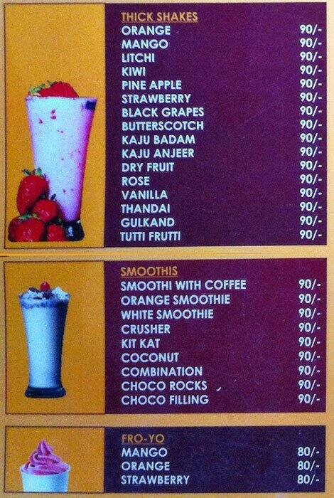 Menu at CAFE CHOCO CRAZE DELICIOUS CORNER FOOD COURT, Hyderabad, A-Block