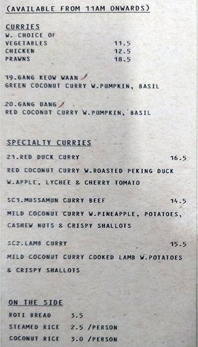 Menu at SIBLING SPICE cafe, Carnegie