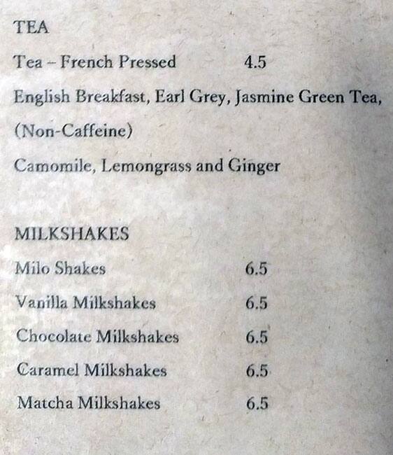 Menu at SIBLING SPICE cafe, Carnegie