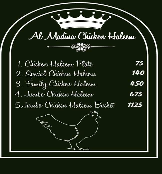 Menu at Al Madina Chicken Haleem 2, Hyderabad