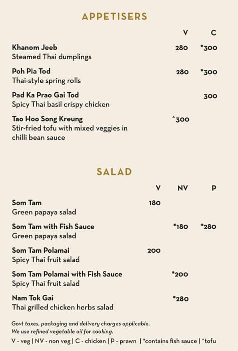 Menu of Thaiphoon, Oshiwara, Andheri West, Mumbai
