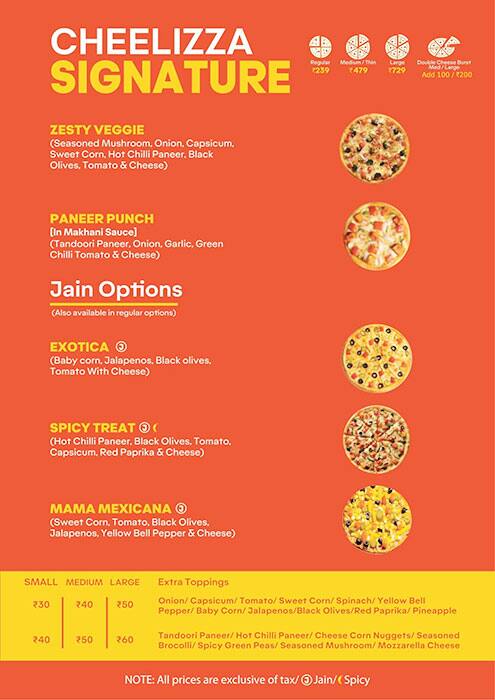 Menu of Cheelizza - India Ka pizza, Malad West, Mumbai