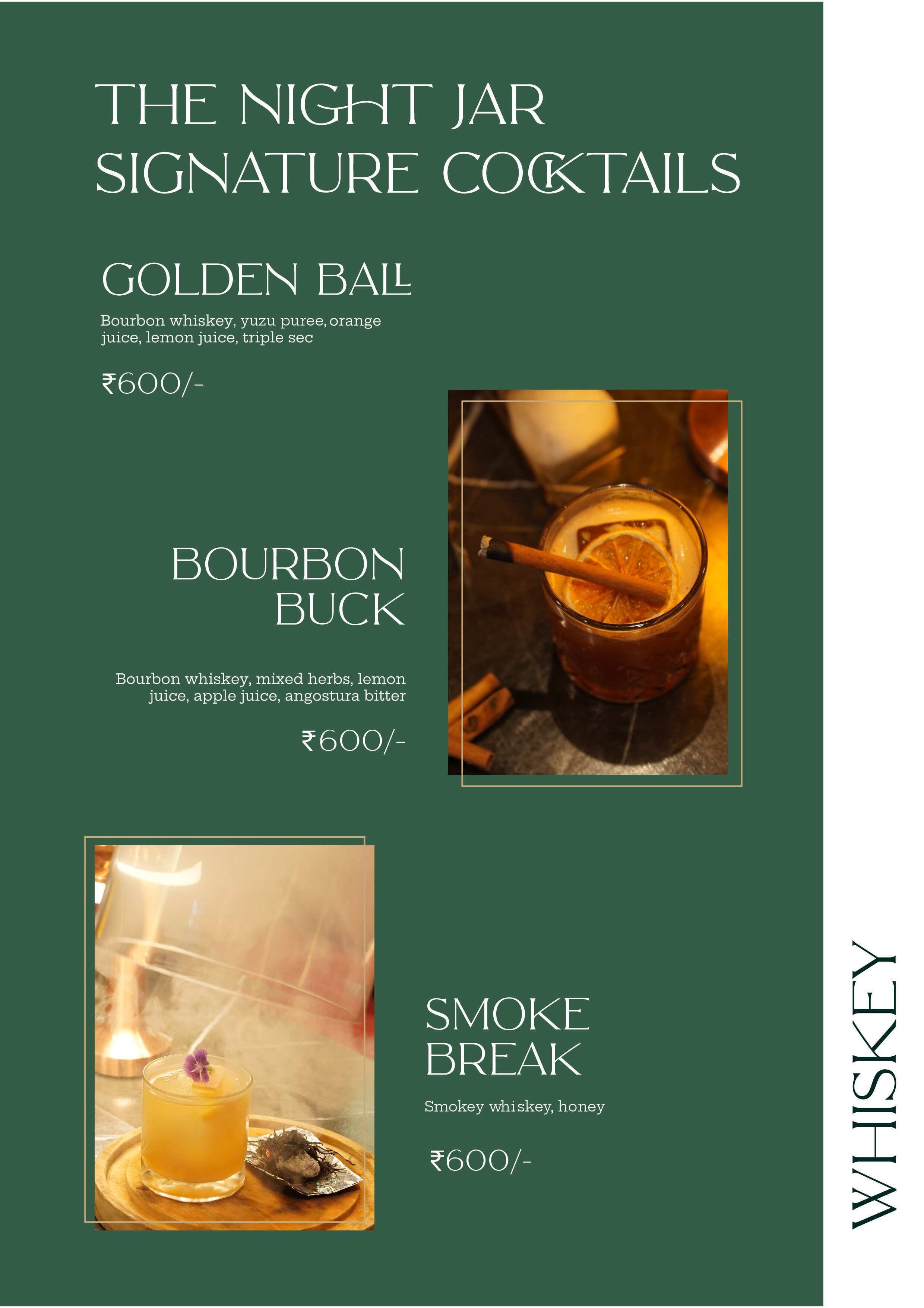 Menu of The Night Jar Cocktail Room, Malviya Nagar, Jaipur