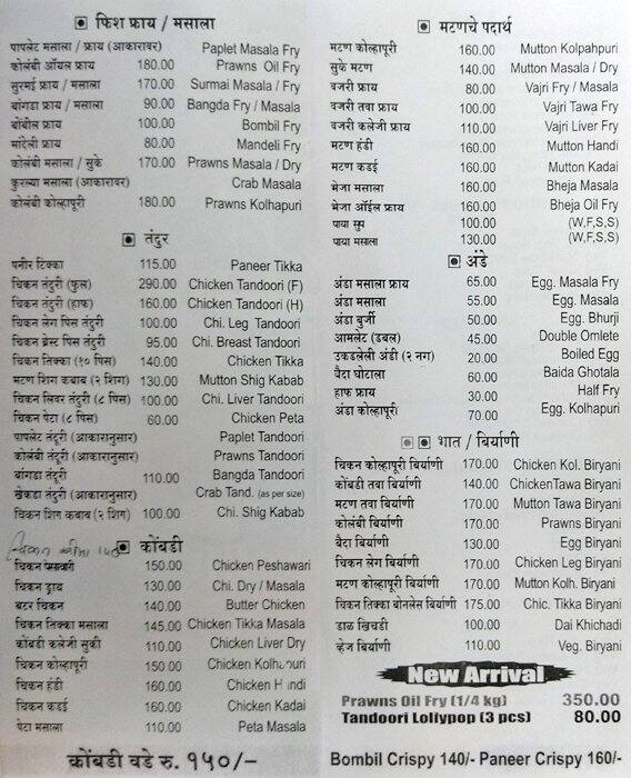 Malvancha Kinara Menu, Menu for Malvancha Kinara, Worli, Mumbai - Zomato