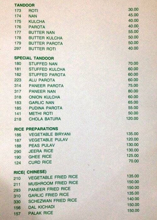 Menu at Dakshin Exotica, Bengaluru