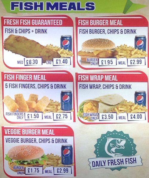 Carta del restaurante Gold Fish&chips, Londres