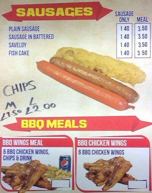 Carta del restaurante Gold Fish&chips, Londres