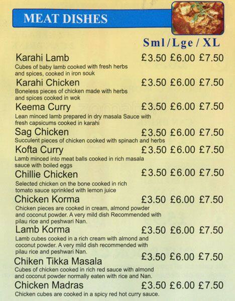 Menu at Ali Curry House restaurant, Ilford, 303 High Rd