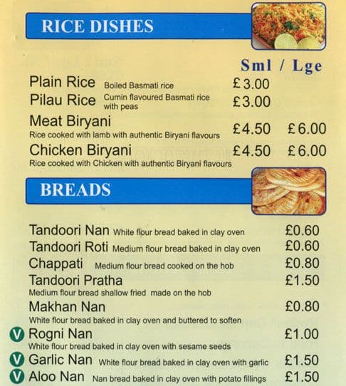 Menu at Ali Curry House restaurant, Ilford, 303 High Rd
