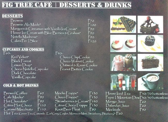 Menu at Fig Tree cafe, Muntinlupa, 163 Manila S Rd