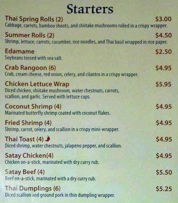 Menu at ThaiFoon Pittsburgh restaurant, Pittsburgh, Settlers Ridge ...
