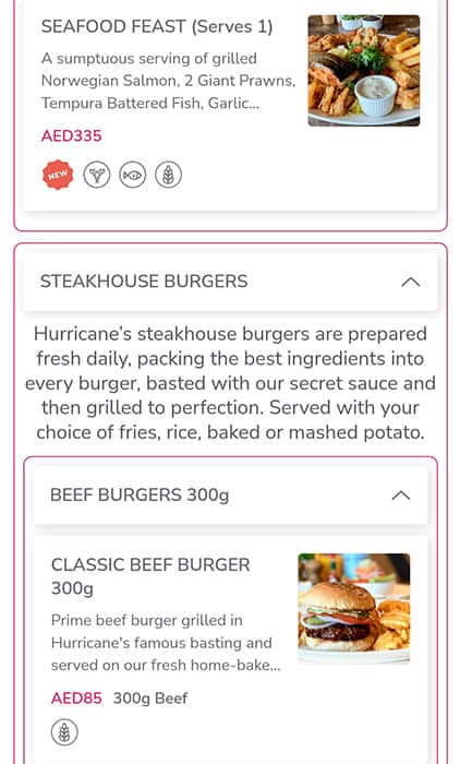 Menu at Hurricane’s Grill Dubai Mall steakhouse, Dubai