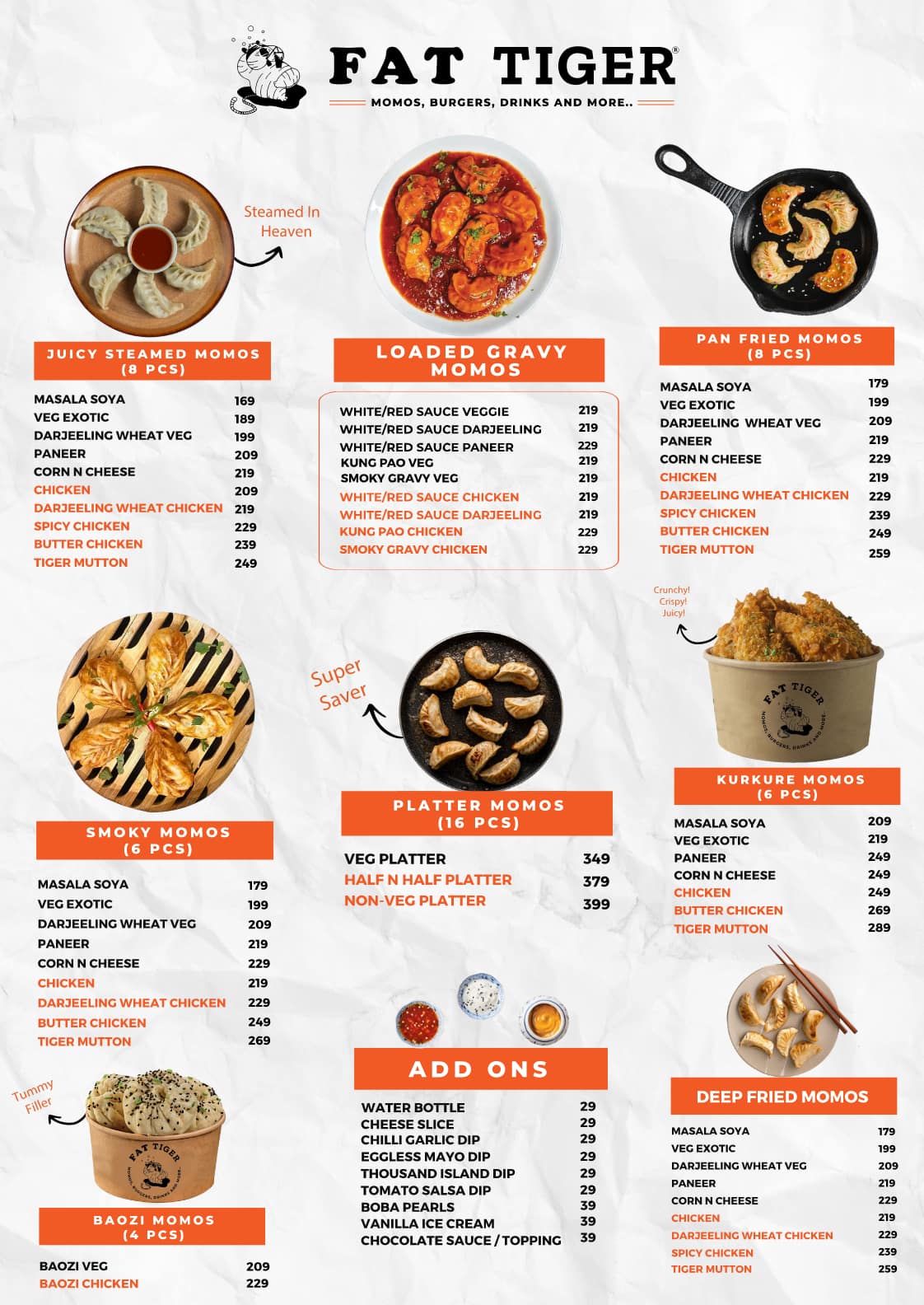 Menu of Fat Tiger, Greater Kailash 1 (GK1), New Delhi