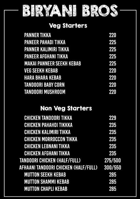 Menu of Biryani Bros, Goregaon West, Mumbai
