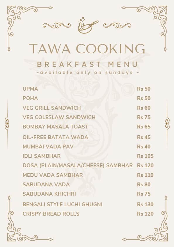 Menu of Tawa Cooking, Jogeshwari, Mumbai