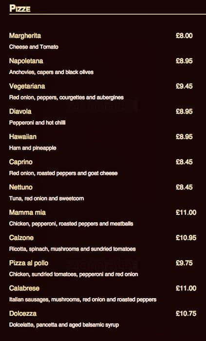 Menu at Mamma mia cucina restaurant, London, 92 Station Rd