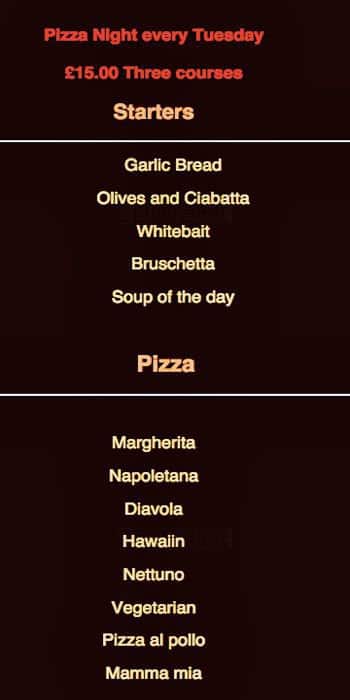 Menu at Mamma mia cucina restaurant, London, 92 Station Rd