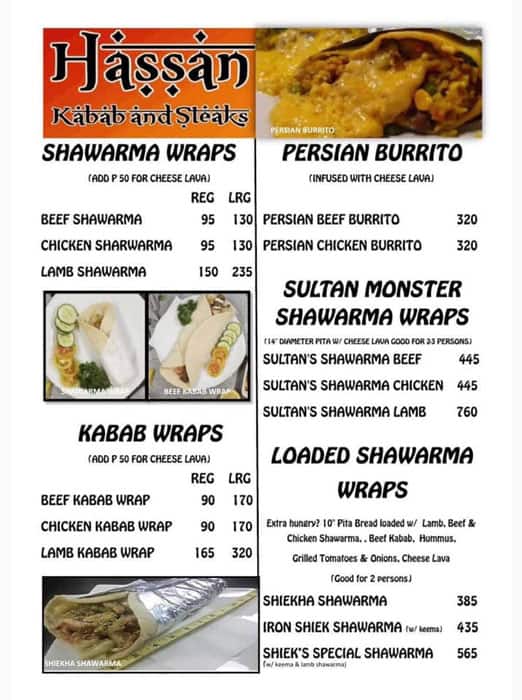 Menu at Hassan Kabab and Steaks restaurant, Quezon City, 9 Visayas Ave Menu at Hassan Kabab and Steaks restaurant, Quezon City, 9 Visayas Ave