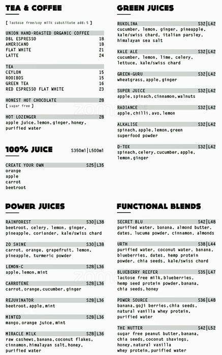 Menu at Nu Health Food Cafe, Sandton